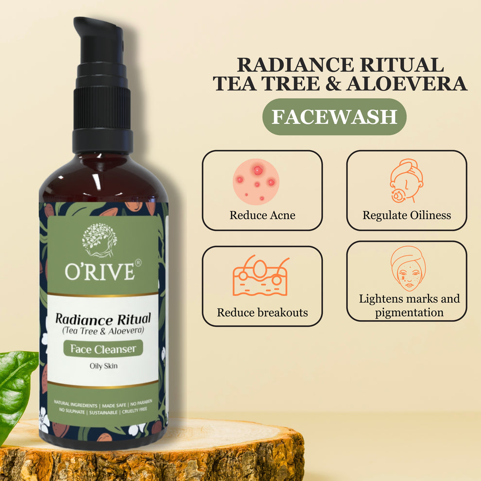 Radiance Ritual (Tea Tree) Facewash for Oily Skin 30ml – Orive Organics
